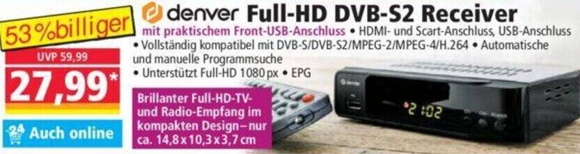 denver Full-HD DVB-S2 Receiver Angebot bei Norma