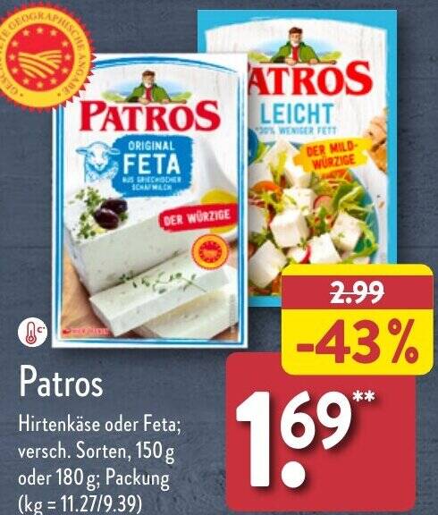 Patros 150 g oder 180 g Angebot bei Aldi Nord