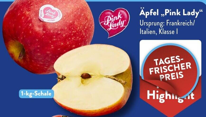 Äpfel ,,Pink Lady" 1 kg Schale Angebot bei Aldi Süd
