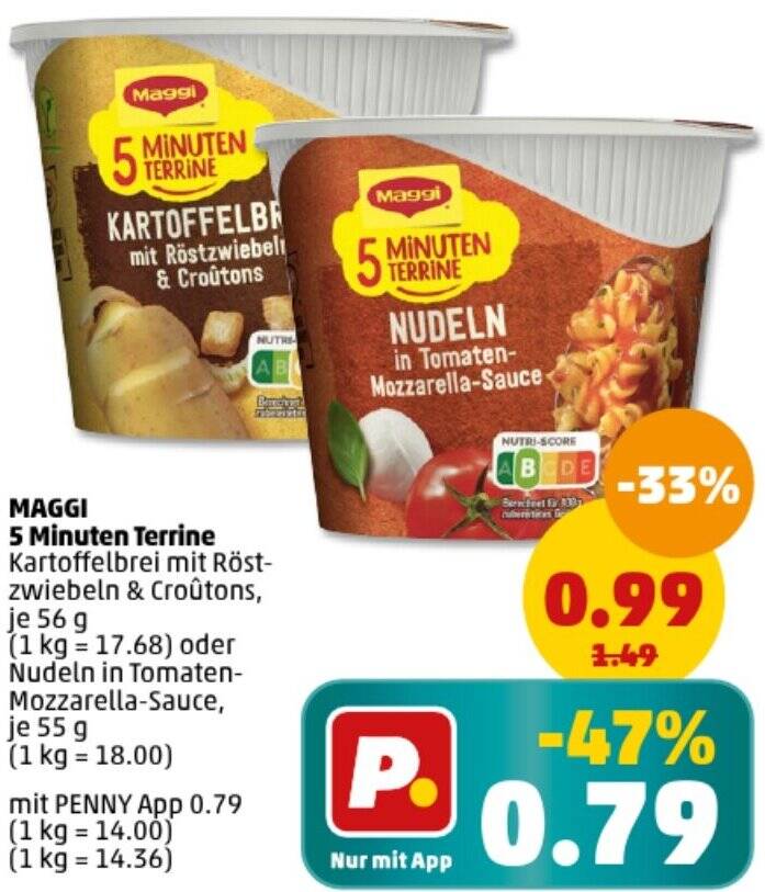 MAGGI 5 Minuten Terrine 56/55 g Angebot bei PENNY