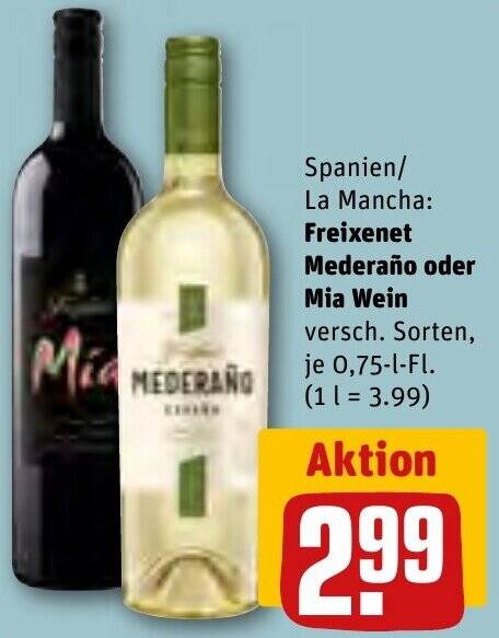 Freixenet Mederaño oder Mia Wein 0,75 L-Fl. Angebot bei REWE