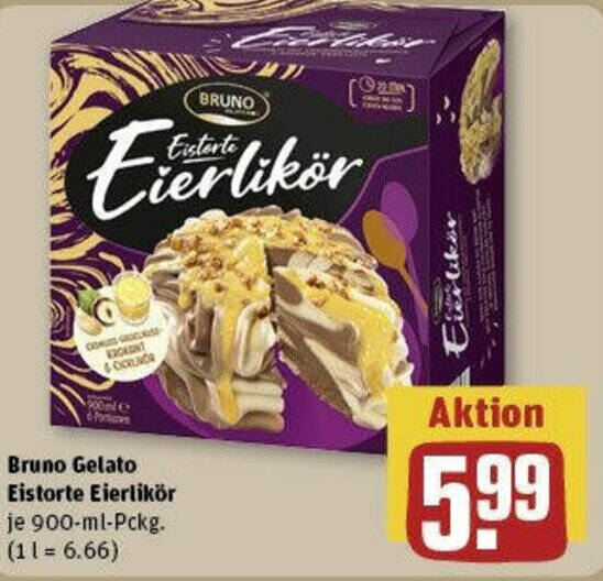 Bruno Gelato Eistorte Eierlikör 900-ml-Pckg Angebot bei REWE
