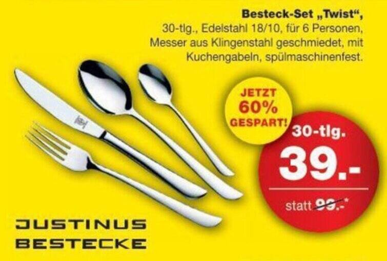 JUSTINUS BESTECKE Besteck-Set ,,Twist", Angebot bei Möbel Rieger