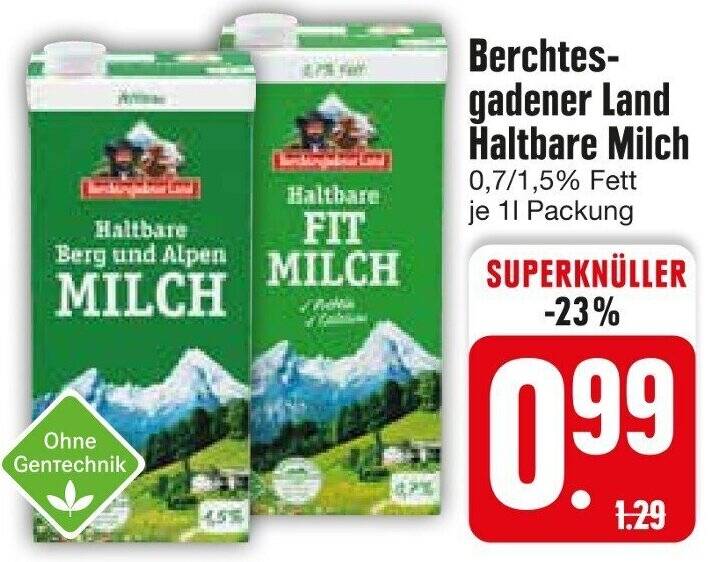 Berchtesgadener Land Haltbare Milch 1 L Packung Angebot bei Edeka
