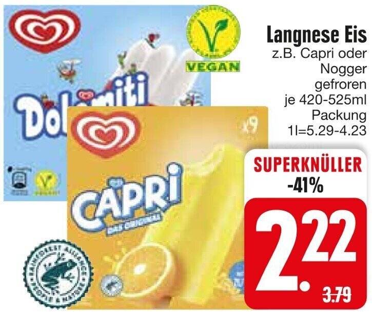 Langnese Eis 420-525 ml Packung Angebot bei Edeka