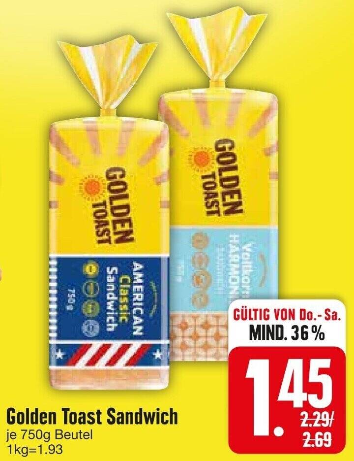 Golden Toast Sandwich 750g Beutel Angebot bei Edeka