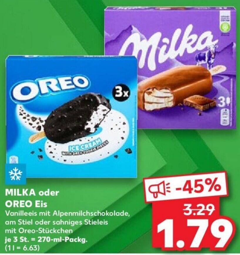 MILKA oder OREO Eis 270 ml Packg. Angebot bei Kaufland