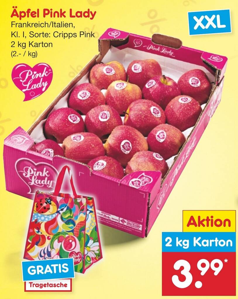 Äpfel Pink Lady 2 kg Karton Angebot bei Netto Marken-Discount