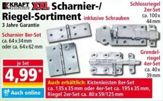 KRAFT Werkzeuge XXL Scharnier/ Riegel Sortiment Angebot bei Norma