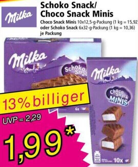 Milka Schoko Snack/Choco Snack Minis Angebot bei Norma