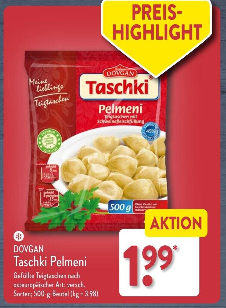DOVGAN Taschki Pelmeni 500 g Beutel Angebot bei Aldi Nord