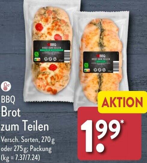 BBQ Brot zum Teilen 270 g oder 275 g Angebot bei Aldi Nord