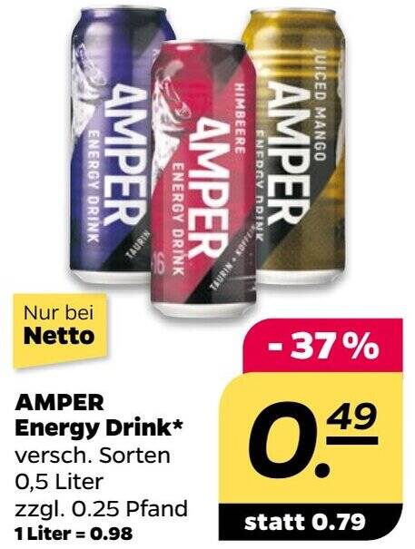 AMPER Energy Drink 0,5 Liter Angebot bei NETTO
