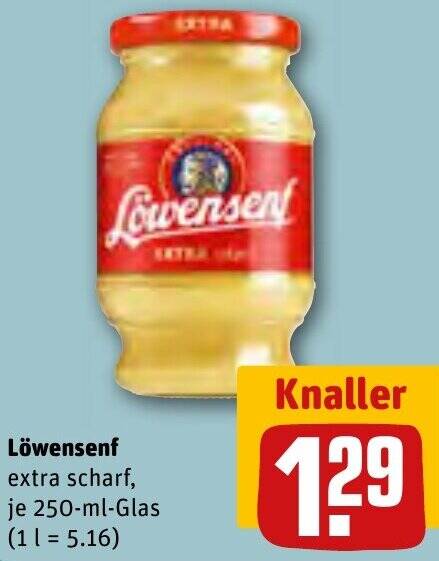 Löwensenf extra scharf 250 ml Glas Angebot bei REWE
