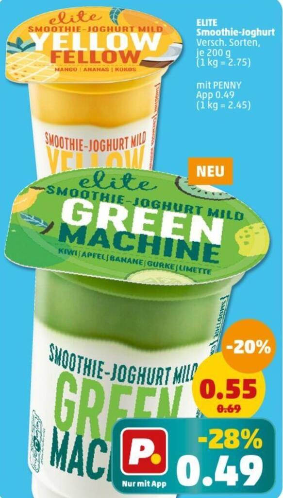 ELITE Smoothie-Joghurt 200 Smoothie-Joghurt Versch. Sorten, je 200 g (1 ...