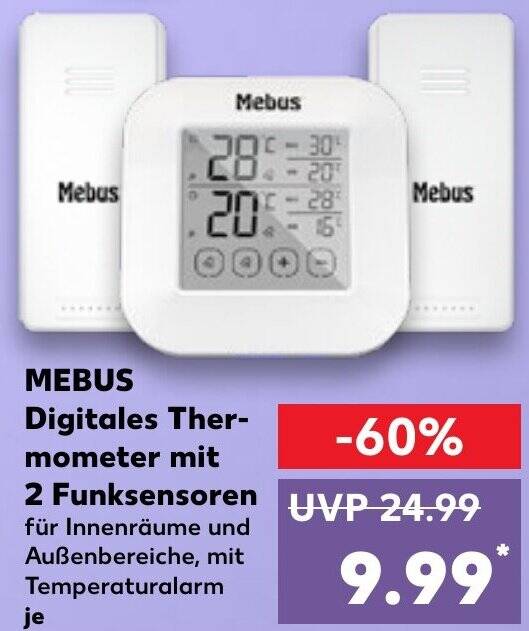 MEBUS Digitales Thermometer mit 2 Funksensoren Angebot bei Kaufland