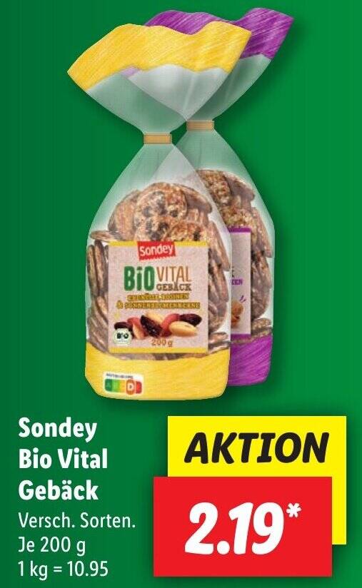Sondey Bio Vital Gebäck 200 g Angebot bei Lidl