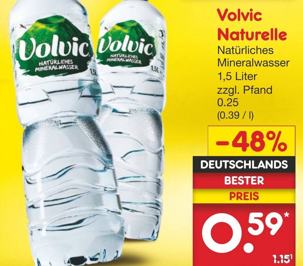 Volvic Naturelle Natürliches Mineralwasser 1,5 Liter Angebot bei Netto ...