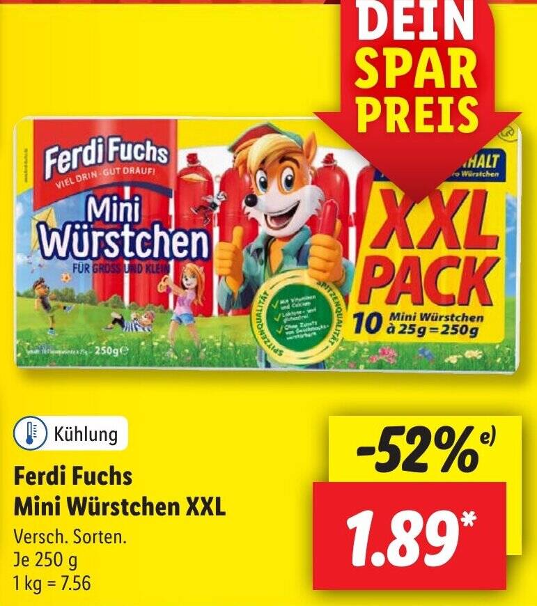 Ferdi Fuchs Mini Würstchen XXL 250 g Angebot bei Lidl