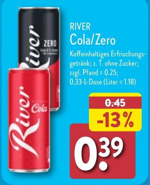 RIVER Cola/Zero 0,33 l Dose Angebot bei Aldi Nord