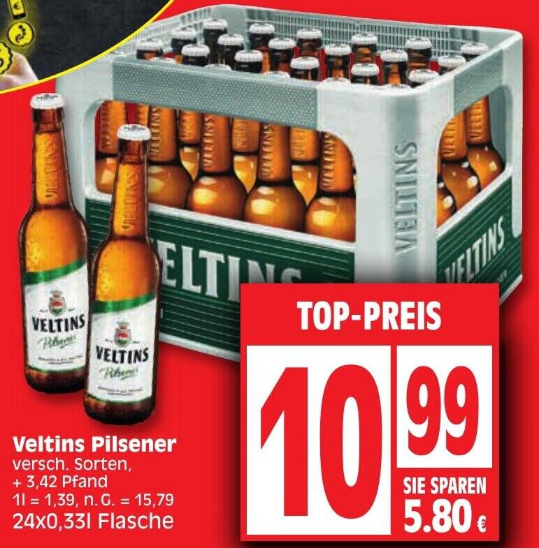 Veltins Pilsener 24x0,33 L Flasche Angebot bei Edeka