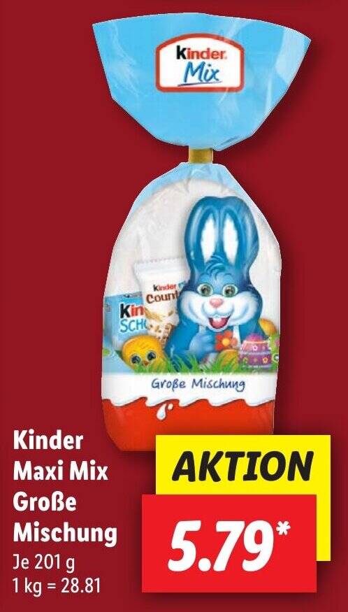 Kinder Maxi Mix Große Mischung 201 g Angebot bei Lidl