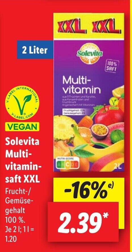 Solevita Multi-vitamin- saft XXL 2 L Angebot bei Lidl