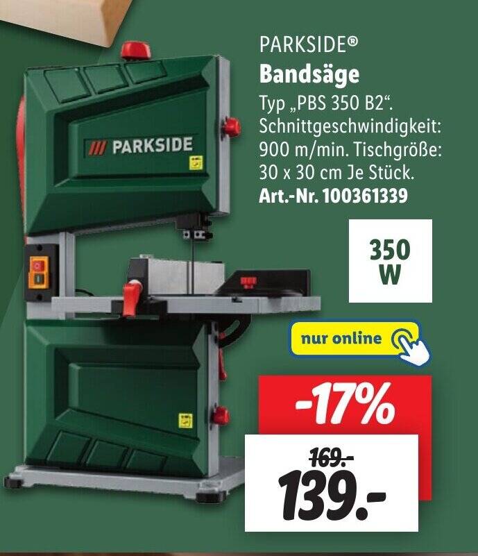 PARKSIDE Bandsäge Typ ,,PBS 350 B2" Angebot bei Lidl