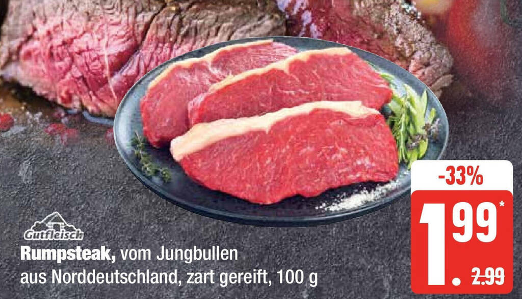 Gutfleisch Rumpsteak 100 g Angebot bei Edeka