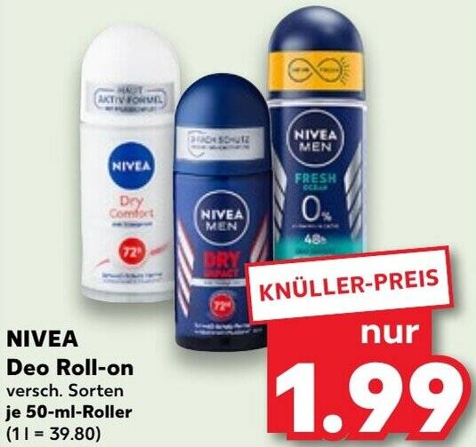 NIVEA Deo Roll-on 50 ml Roller Angebot bei Kaufland