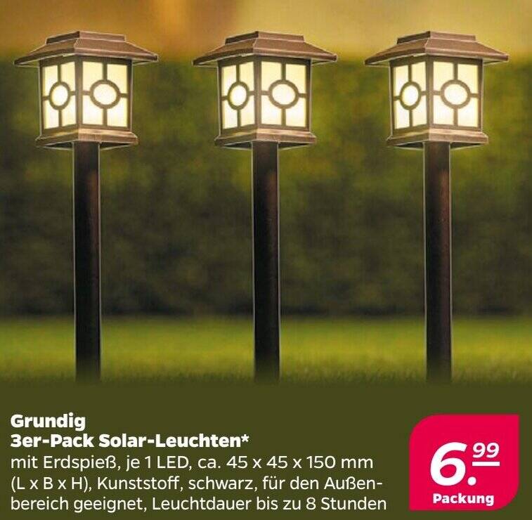 Grundig 3er-Pack Solar-Leuchten Angebot bei NETTO