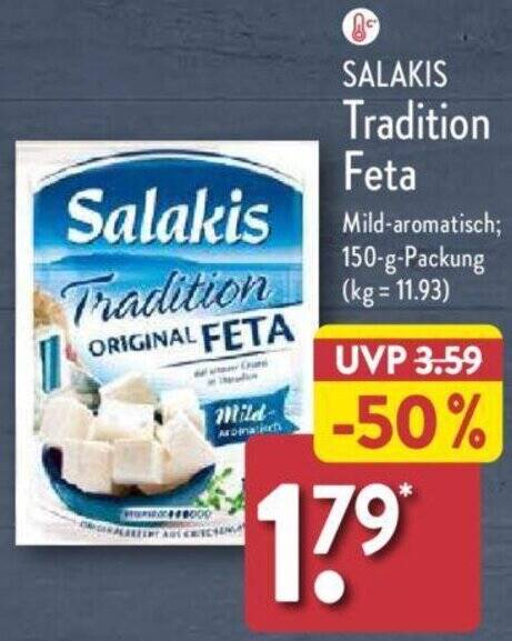 SALAKIS Tradition Feta 150 g Packung Angebot bei Aldi Nord
