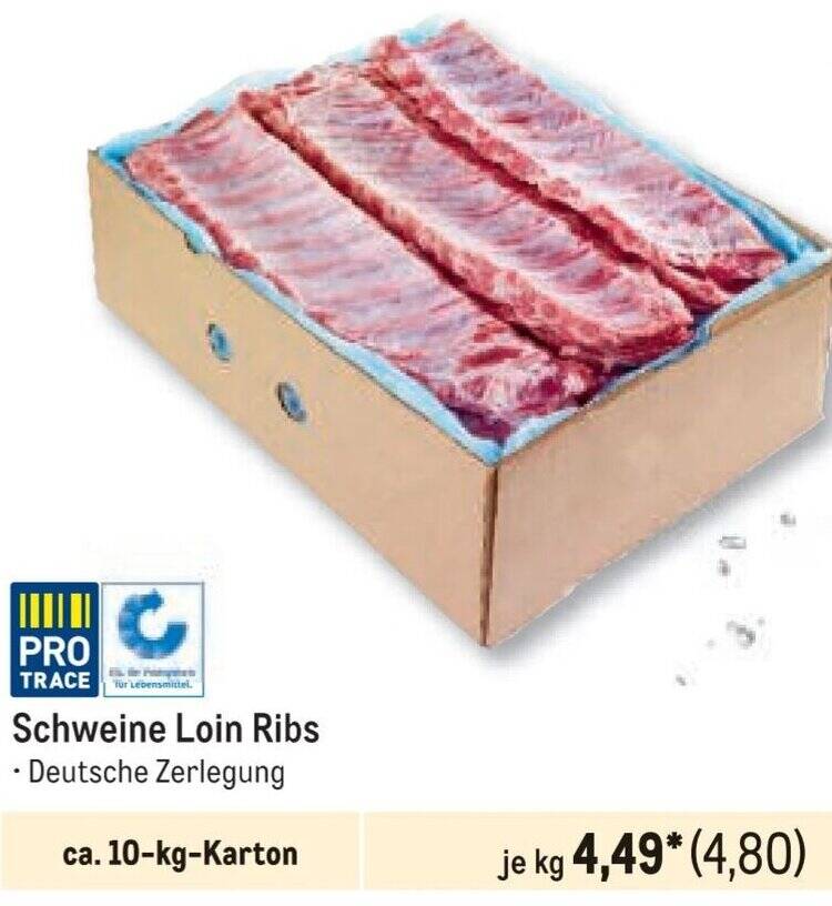 Schweine Loin Ribs ca. 10-kg-Karton Angebot bei METRO