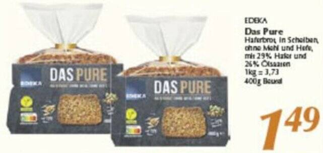 Edeka Das Pure Haferbrot 400 g Beutel Angebot bei inkoop