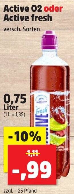 Active 02 oder Active fresh 0,75 Liter Angebot bei Thomas Philipps