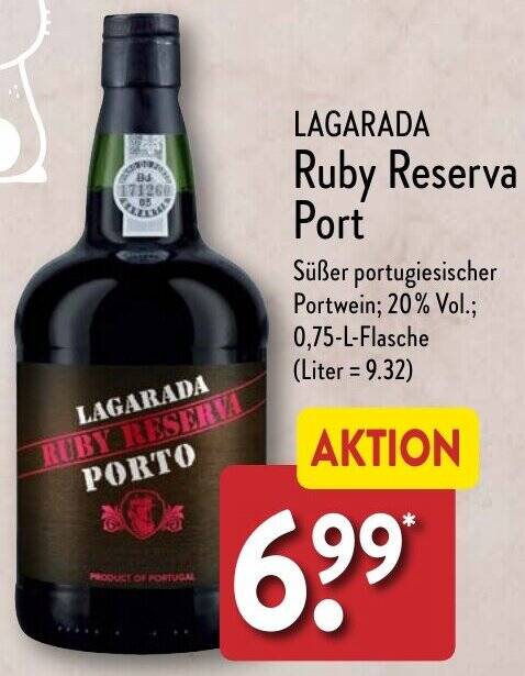 LAGARADA Ruby Reserva Port 0,75 L Flasche Angebot bei Aldi Nord