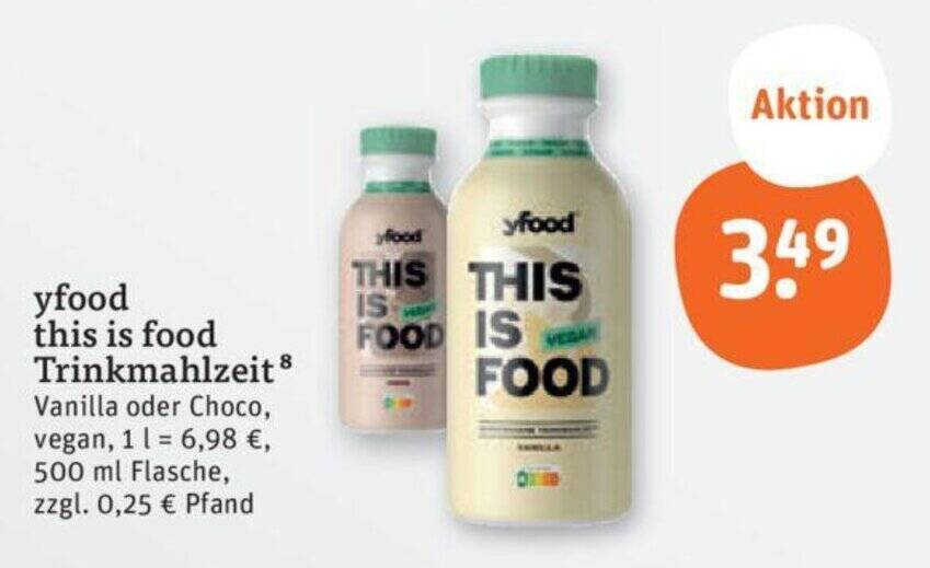 yfood this is food Trinkmahlzeit 500 ml Flasche Angebot bei tegut
