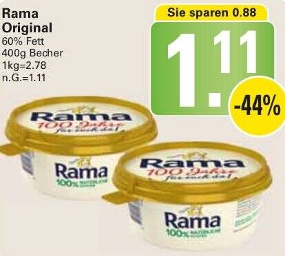 Rama Original 400g Becher Angebot bei WEZ