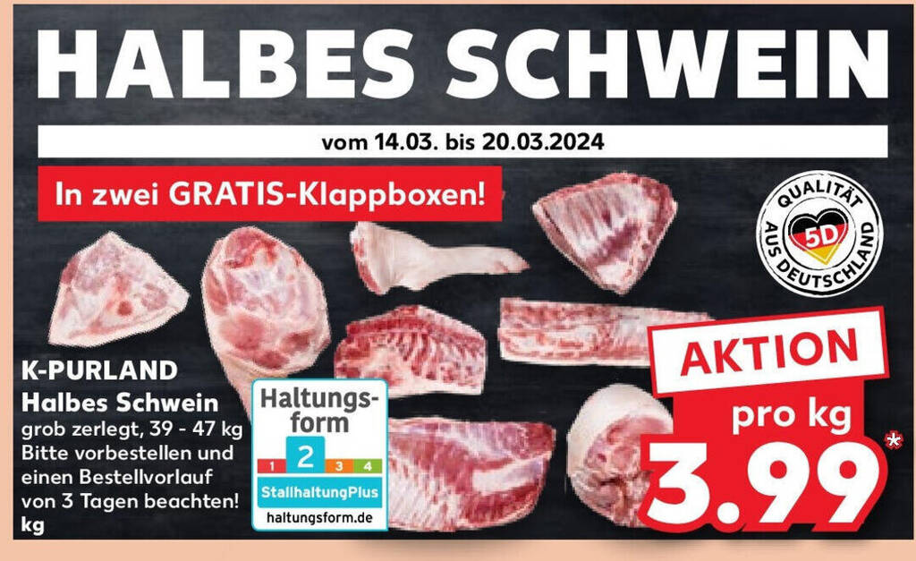 K-PURLAND Halbes Schwein kg Angebot bei Kaufland