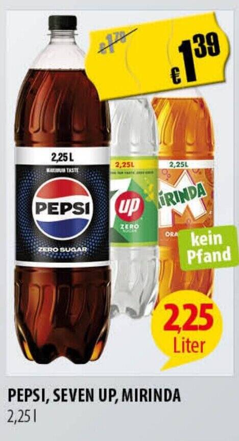 PEPSI, SEVEN UP, MIRINDA 2.25L Angebot bei FreeOneShop