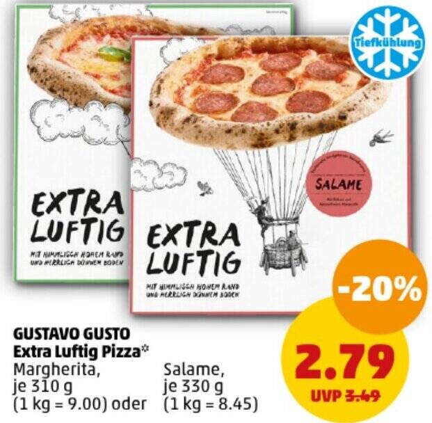GUSTAVO GUSTO Extra Luftig Pizza 310/330 g Angebot bei PENNY