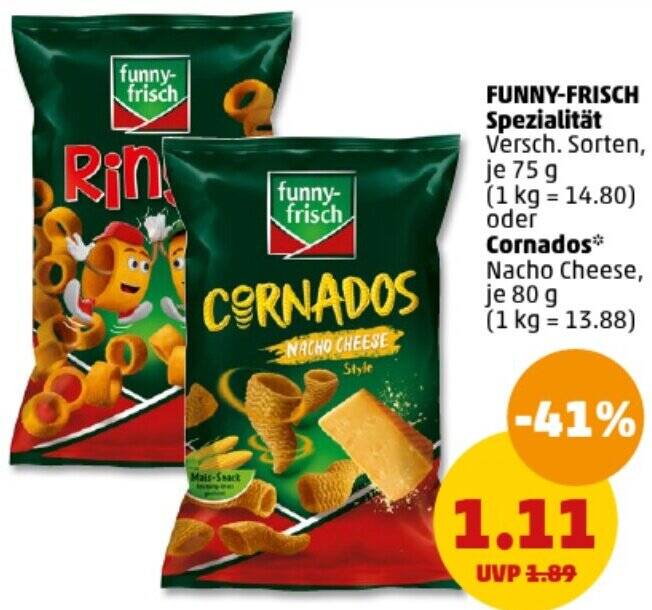 FUNNY-FRISCH Spezialität 75 g oder Cornados 80 g Angebot bei PENNY