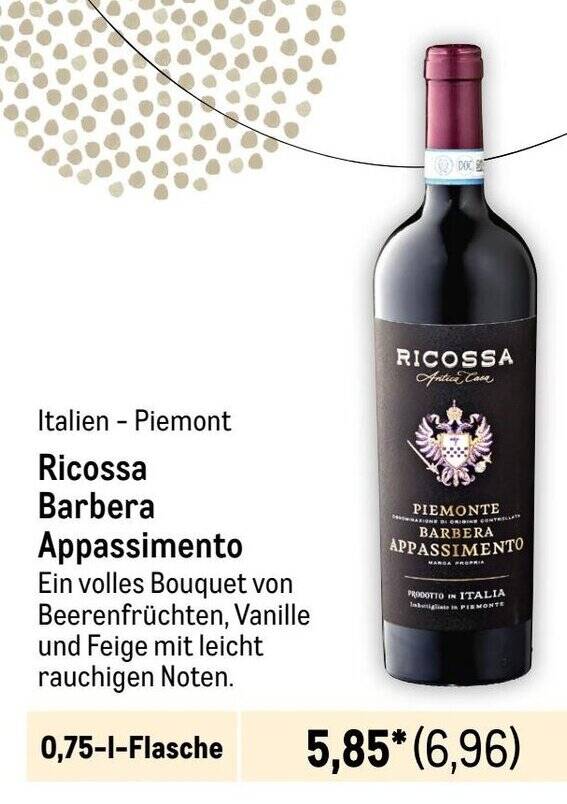 Ricossa Barbera Appassimento 750ml Angebot bei METRO