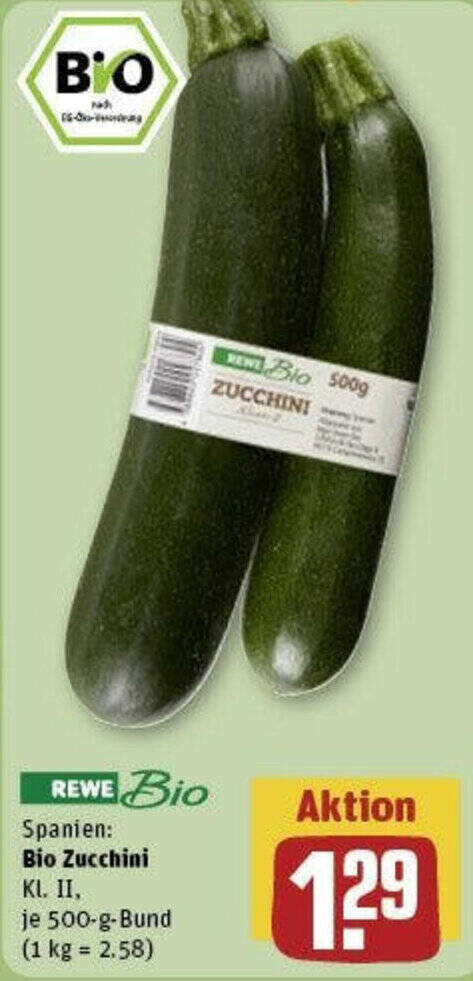 Bio Zucchini 500-g-Bund Angebot bei REWE