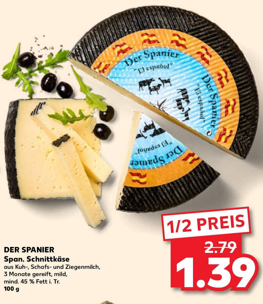 DER SPANIER Span. Schnittkäse 100 g Angebot bei Kaufland