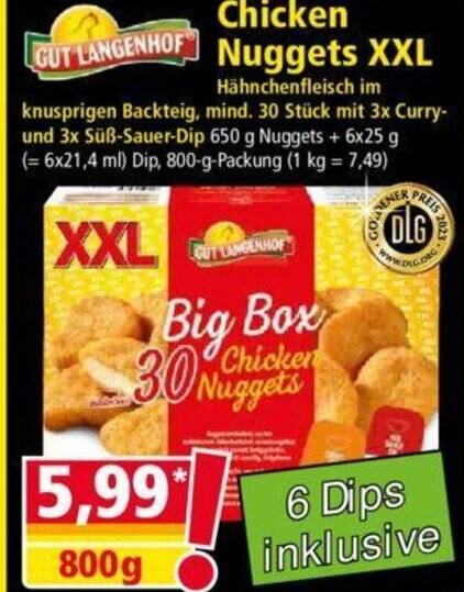 GUT LANGENHOF Chicken Nuggets XXL 800 g Angebot bei Norma