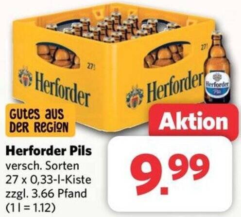 Herforder Pils 27x0,33 L Kiste Angebot bei Combi