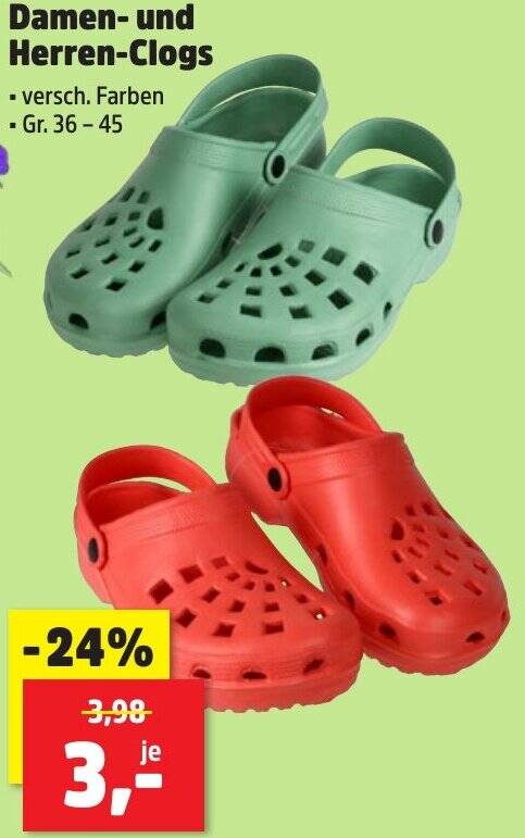 Damen und Herren-Clogs Gr. 36-45 Angebot bei Thomas Philipps