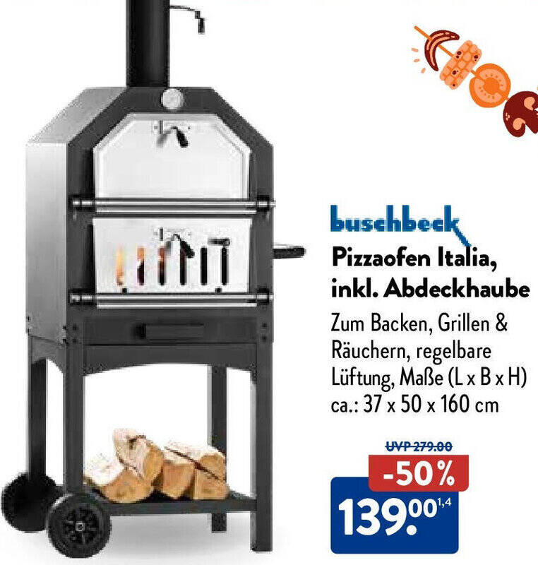 buschbeck Pizzaofen Italia, inkl. Abdeckhaube Angebot bei Aldi Süd