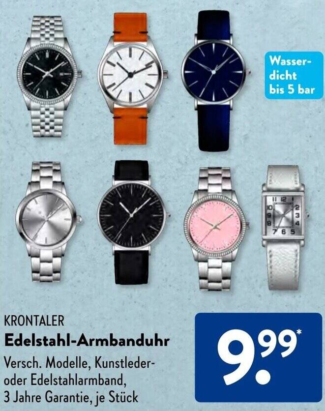 KRONTALER Edelstahl-Armbanduhr Angebot bei Aldi Süd
